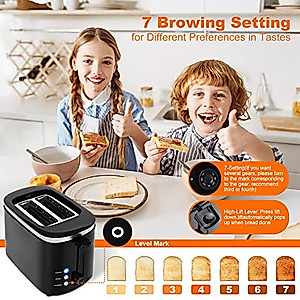 Toaster 2 Slice Best Rated Prime Stainless Steel 2 Slice Toasters Extra Wide Slot Toasters 7 Shade Settings Defrost/Begal/Cancel with Removable Crumb Tray for Bread, Waffles, Small Retro Evenly Quickly Toaster