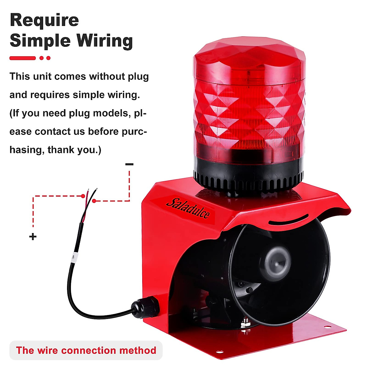 Saladulce Industrial Strobe Alarm Outdoor Alarm Siren and Strobe SF512 Emergency Warning Light Alarm 120dB with Remotes (AC110V) (AC 110V Without Plug)