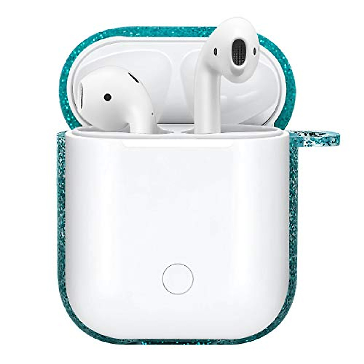 Airpods Case, DMMG Airpods Case Cover Silicone Skin, AirPods Protective Bling Glitter Case with Fluff Ball Keychain, Scratch Proof and Drop Proof for Apple Airpods 2&1