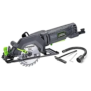 Genesis GCS445SE 4.0 Amp 4-1/2" Compact Circular Saw with 24T Carbide-Tipped Blade, Rip Guide, Vacuum Adapter, and Blade Wrench