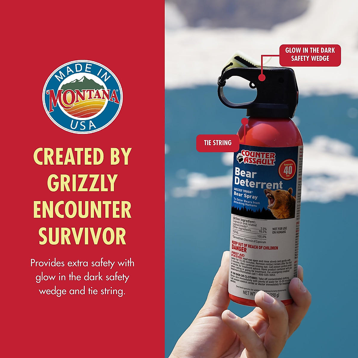 Counter Assault Bear Spray Combo - 2% Capsaicin Bear Deterrent with 2 Holsters - Pepper Spray for Hiking, Camping, Hunting & More - 8.1 oz & 10.2 oz