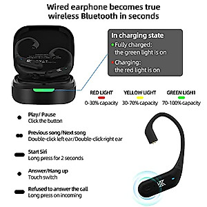 G.K KZ AZ09 Pro Wireless Adapter Cable Qualcomm QCC3040 Bluetooth 5.2 Module Upgrade Cable Ear Hook with 0.75/0.78mm(Black)