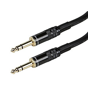 Monoprice 1/4-Inch TRS Male to Male Cable - 6 Feet - Black 16AWG, Gold Plated - Premier Series