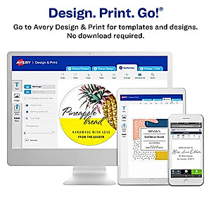 Avery Durable Waterproof Cigar Labels with Sure Feed, 2-3/8" x 8", 300 Oil and Tear-Resistant Waterproof Labels, Laser/Pigment-Based Inkjet Printable Labels