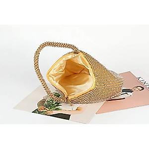 Vgift Clutch Purses for Women Evening, Glitter Wrist Bag Rhinestone Purse, Gold