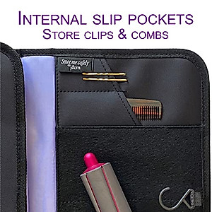 Travel Storage Bag for Dyson Airwrap or Shark Styler & Accessories | Fits Extra-Long Attachments | Padded Exterior | Internal Heat-Resistant Mat, Storage Pockets & Hanging Hook