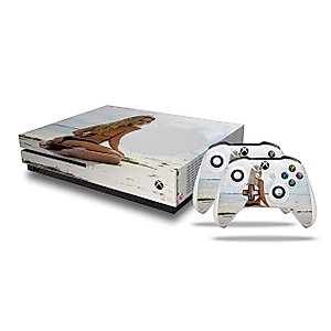 WraptorSkinz Decal Vinyl Skin Wrap Compatible with Xbox One S Console and Controllers - Kayla Delancey Black Bikini 2