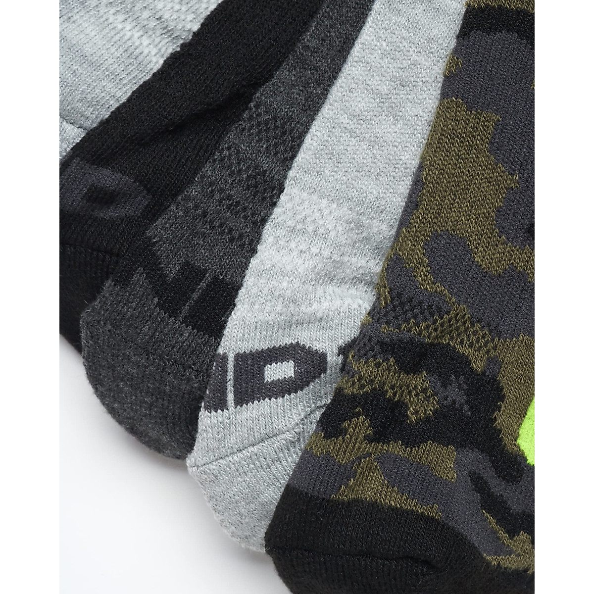 AND1 Boys' Socks - Athletic Cushion Low Cut Socks (8 Pack), Size Small-Medium, Green Camo