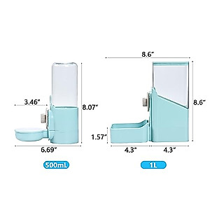 PStarDMoon Bunny Automatic Food Feeder& Water Dispenser & Rabbit Hay Feeder Bag, Gravity Auto Feeder Water Set for Small Dog Cat Small Animals Rabbit Chinchilla Guinea Pig Hedgehog Ferret (Blue)