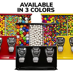 Vending Machine - Commercial Gumball and Candy Machine with Stand - Black Triple Vending Machine with Interchangeable Canisters - Coin Operated Candy Dispenser and Gumball Machine - Vending Dispenser