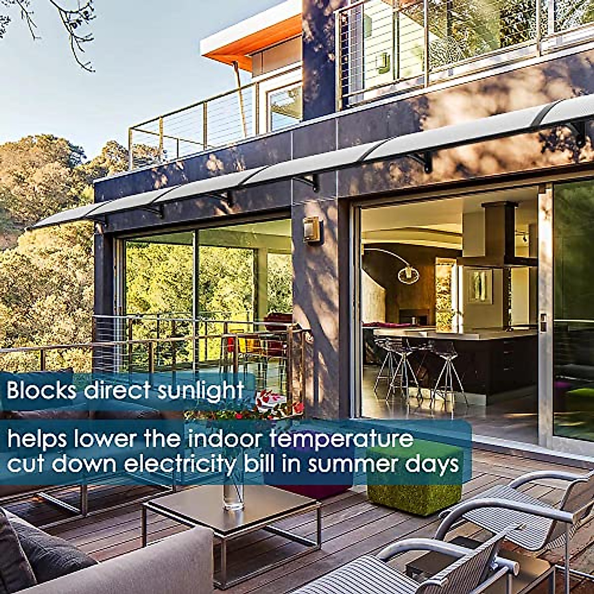 Yescom 2 Whole 40"x40" Outdoor Clear Door Window Awning Patio Cover Rain Protection Compact Polycarbonate Hollow Sheet