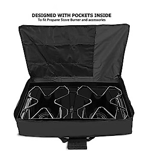 QuliMetal Patio Cover and Stove Carry Bag for Camp Chef 2 Burner Stoves