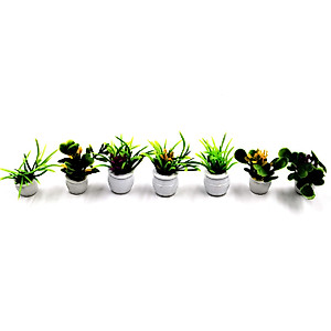 Togudot 7 Pcs Miniature Potted Plants Dollhouse Mini Plant Bonsai Flower Model Tiny Fake Greenery Decoration