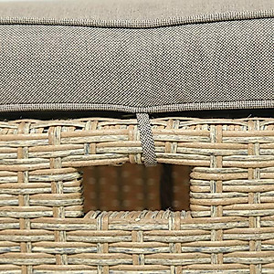 HHOK 6 Pieces Patio Furniture, Outdoor Sectional Sofa PE Rattan Table, Chair and Stools for Porch Lawn Garden Backyard, K-Brown Wicker Conversation Sets