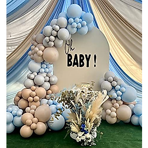 Chiara Backdrop Arched Wall, Metal Arch Stand and Fabric Backdrop Cover Decor for Baby Shower, Wedding, Birthday Parties, Photo Background Decoration (4FT X 7FT, Beige & White)