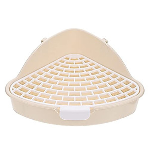 STOBOK Rabbit Litter Box Bunny Litter Box Pet Toilet Triangle Potty Trainer Corner Guinea Pig Litter Bedding Box Dustpan Broom for Chinchilla Ferret Drawf Hamster (White) Hamster Bedding