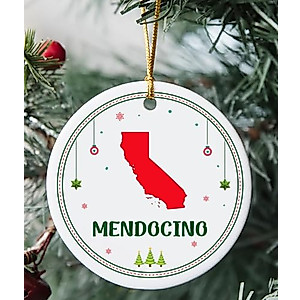 Mendocino CA Ornament for Christmas Tree Decorations City Travel Souvenir Gifts for Family - Housewarming Gift Mendocino California Ornament 3 Inch Plastic