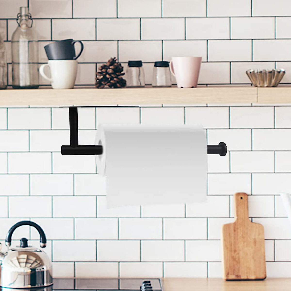 Kichomti Paper Towel Holder Under Cabinet Stainless Steel Kitchen Paper Towel Holder Countertop Paper Towel Holder Wall Mount Available in Self Adhesive and Drilling Paper Towel Holder for Kitchen