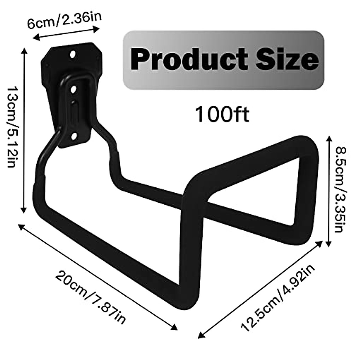 Luoximo Garden Water Hose Holder - Heavy Duty Hose Hanger Wall Mounted for Outside, Sturdy Hose Holder Freestanding Metal Hose Hook with Installation Guide(100ft)