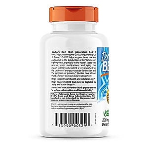 Doctor's Best High Absorption CoQ10 with BioPerine, Non-GMO, Gluten & Soy Free, Naturally Fermented, Vegan, Heart Health and Energy Production, 200 mg, 180 Count