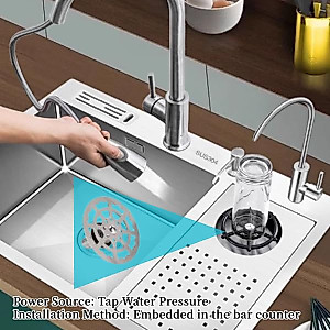 Professional Bar Glass Rinser Faucet Head Stainless Steel Automatic Cup Washer Cleaner Accessory for Bar Hotel Cafe Restaurant Kitchen Sink Accessories
