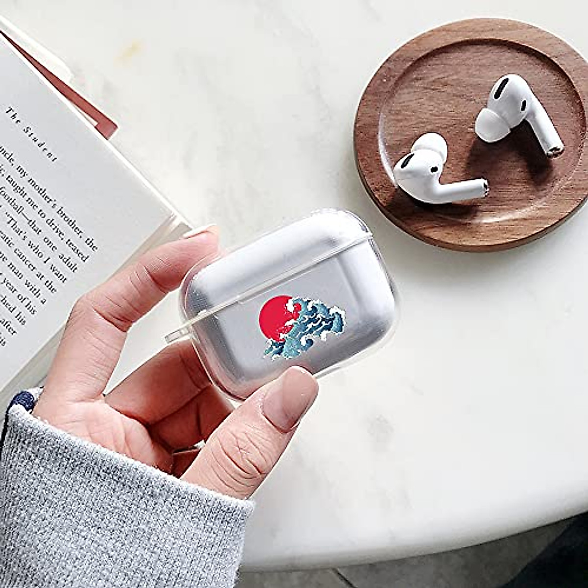 LALAPOPO for Airpods Pro Case Wave, Cute Clear Protective Soft TPU Cover for Apple Airpods Pro with Keychain, Kawaii Fun Cases for Girls Kids Teens Air pods