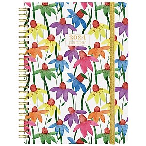2024 Monthly Planner/Monthly Calendar - Daily Weekly Monthly Planner with Tabs, 8.5" x 6.4", Elastic Closure, Inner Pocket, Floral Agenda Organizer