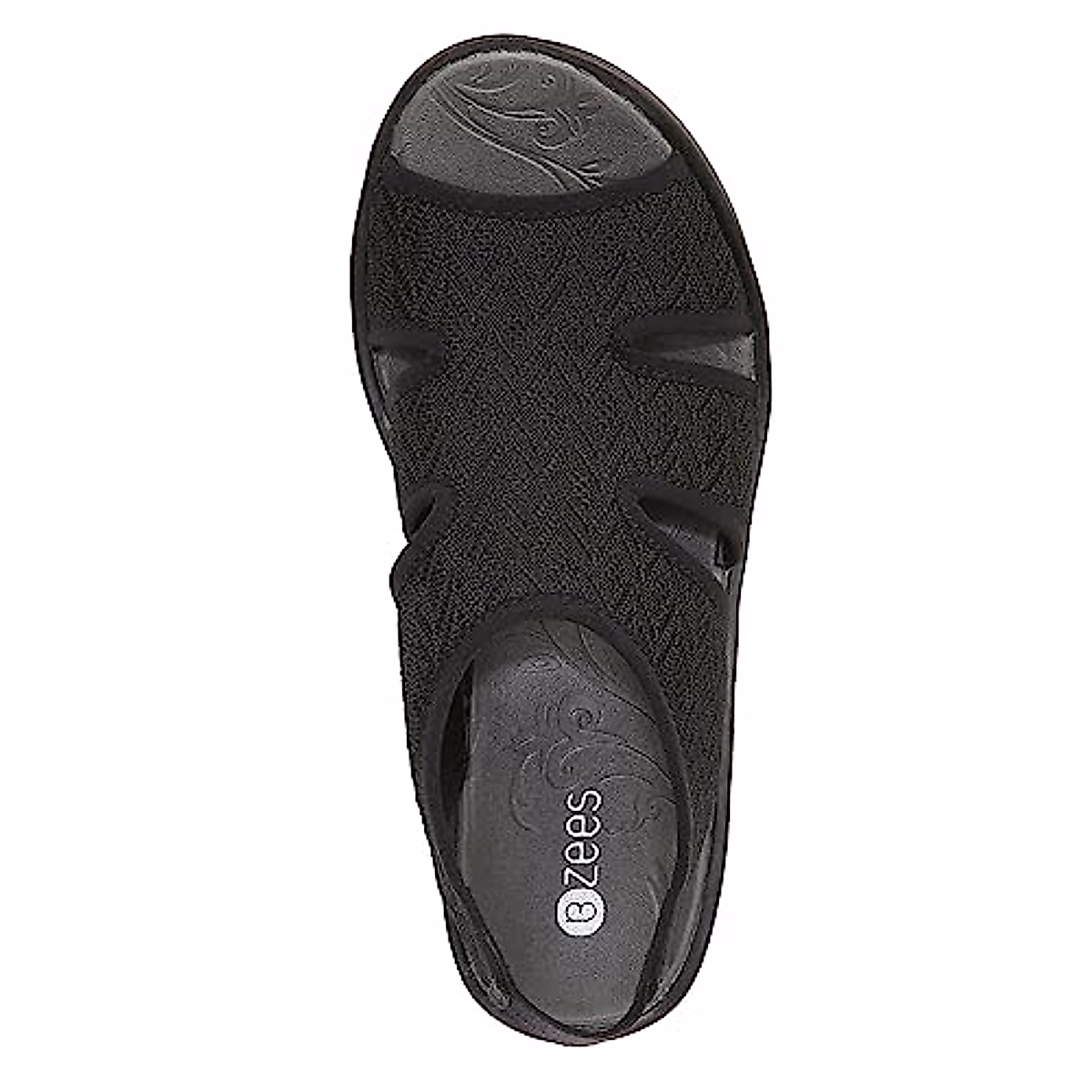 BZees Womens Daytona Slip-On Wedge Sandal Black Chevron 9.5 M