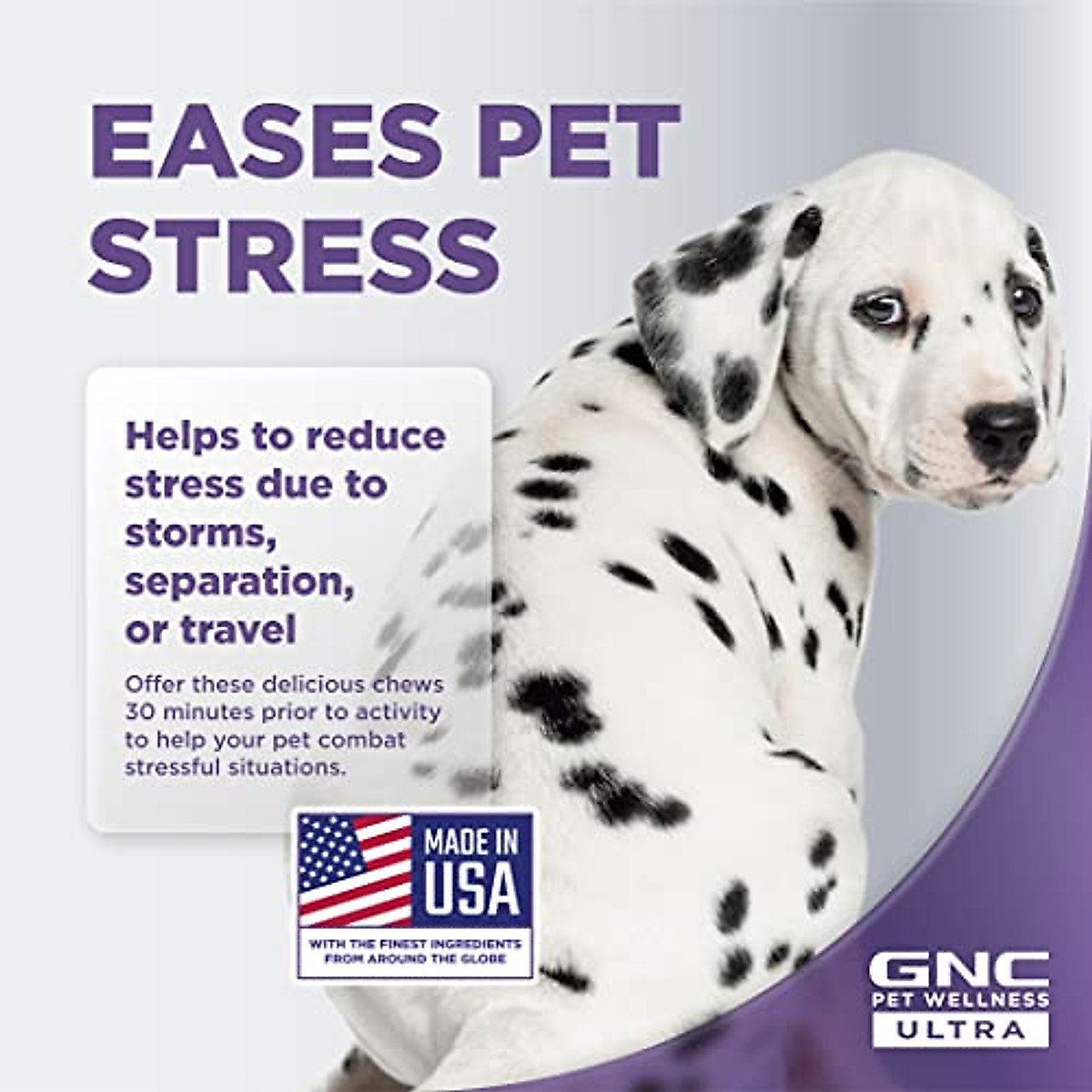 GNC Pets Ultra Calming Soft Chews, All Dogs, Peanut Butter Flavor. 15-oz Canister | Calming Dog Supplements | Calming Chews for Dogs in Peanut Butter Flavor, 60 Count