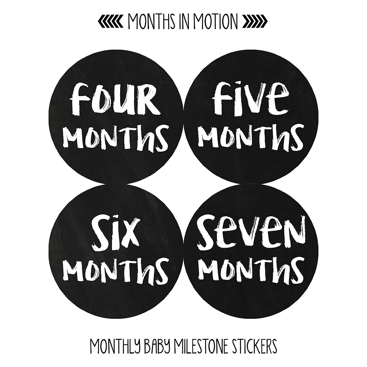 Months In Motion Baby Monthly Milestone Stickers - First Year Set of Baby Month Stickers for Newborn Photo Keepsakes (Gender Neutral - Boy or Girl Set of 20)
