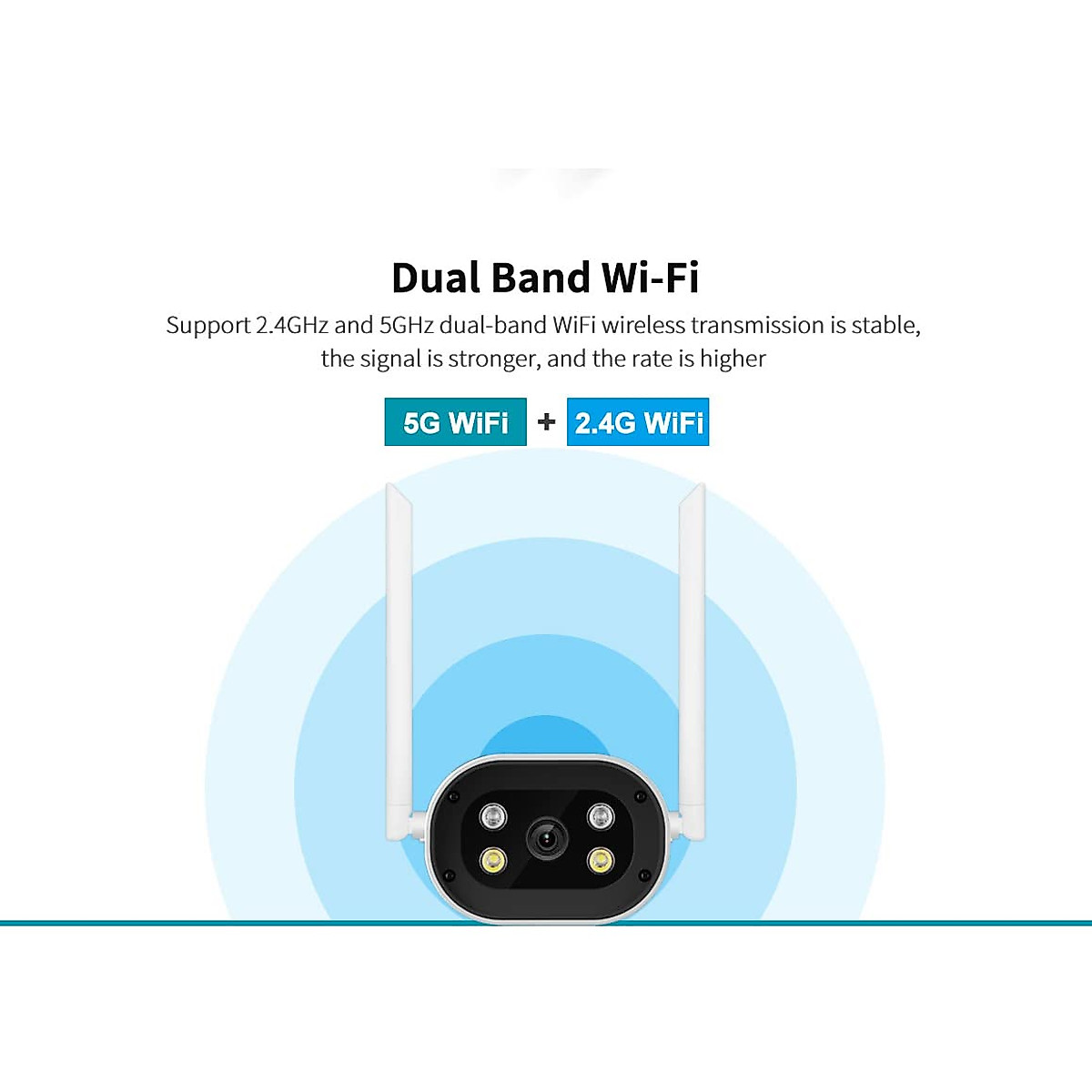 EVERSECU 2K/4MP 2.4G&5G Dual Band WiFi Outdoor IP Bullet CCTV Camera, Support Cloud and TF Card Storage, Two Way Audio, Weatherproof Smart Motion Spotlight Full Color Smart Night Vision