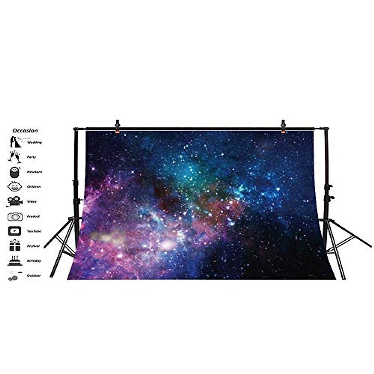 AOFOTO 10x7ft Deep Space Galaxy Nebula Backdrop Universe Sparkling Galactics Starry Sky Milky Way Stars Background for Photography Kid Adult Birthday Party Events Decoration Photo Studio Prop Vinyl