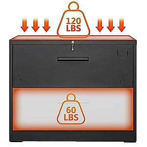 ROOMTEC W25262859 File Storage Cabinets, 2 Drawer, Black