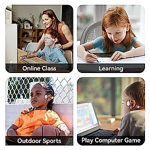 WGP Kids Headphones, Bluetooth 5.3 Wireless Air Conduction Open Ear Headphones with Microphone, IPX4 Waterproof, 12H Playtime Headset for iPad Tablet Home School (Red)