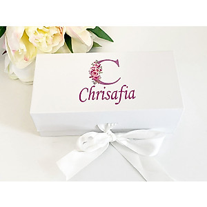 Personalized Baby Gift Girls - Baby Brush and Comb Set, Suitable for Ages 0-3 Years, New Baby Gift - Floral Initial Purple, Baby Gift