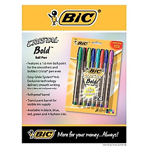 BIC Cristal Bold Ball Pen 24pk Assorted