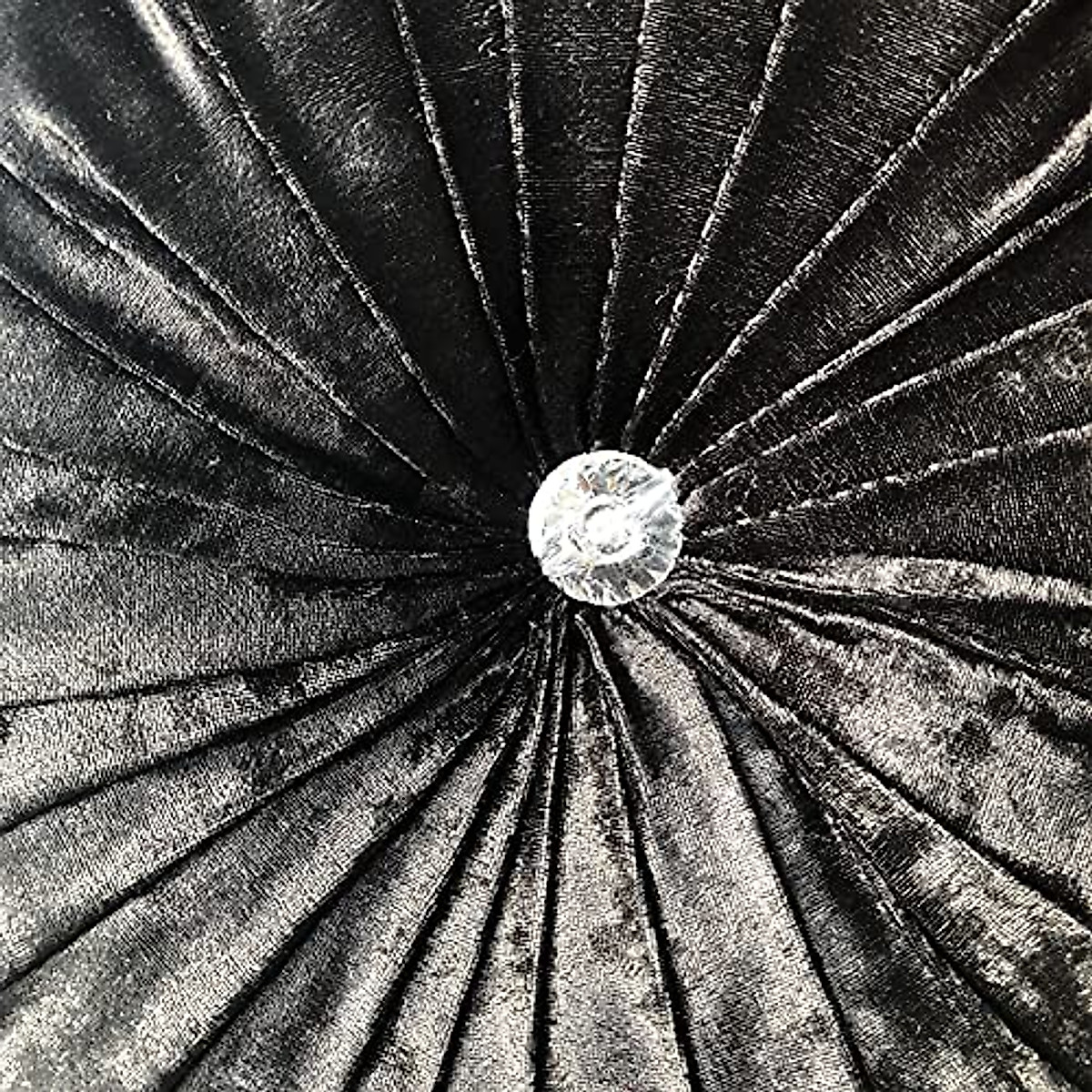 Elero Round Throw Pillow Velvet Chair Cushion Soft Pleated Pumpkin Round Pillow Decorations for Home Car Black