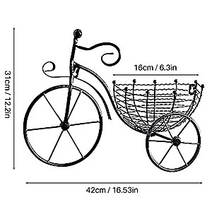 Faruxue Wrought Iron Wall Hanging Decor, Bicycle Flower Basket Wall Mounted Flower Stand Display Rack for Home Decor, Unique Art Ornaments Classic Retro Style for Home