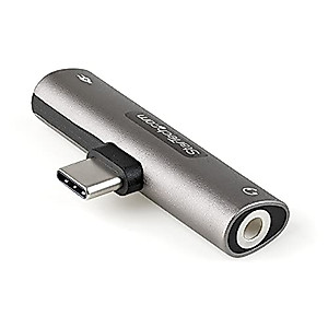 StarTech.com USB C Audio & Charge Adapter - USB-C Audio Adapter w/ 3.5mm TRRS Headphone/Headset Jack and 60W USB Type-C Power Delivery Pass-through Charger - For USB-C Phone/Tablet/Laptop (CDP235APDM)