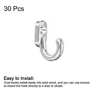 uxcell Wall Hooks, 30Pcs - Zinc Alloy Single Prong Vintage Clothes Hook, Hooks for Hanging Towel Coat Backpack Scarf Keys Hat Cup (Nickel,17mm)