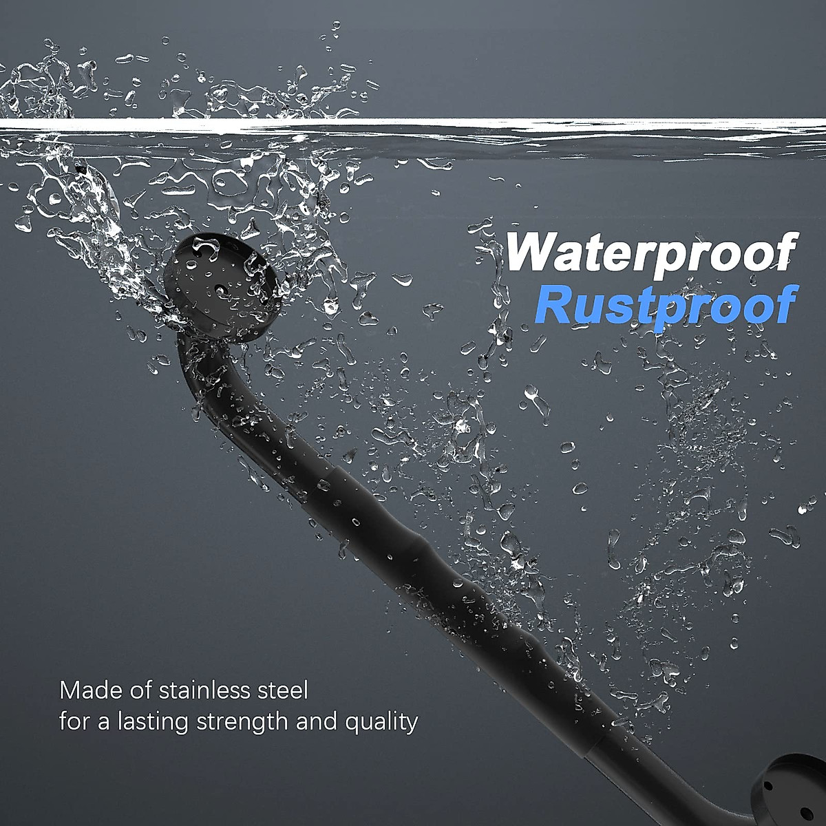 2 Pack 16 Inch Anti-Slip Shower Grab Bars w/Rubber Grip, iMomwee Stainless Steel Bathroom Wall Mount Matte Black Grab Bar Handle, Safety Balance Handrail, Handicap Elderly Senior Assist Bath Handle