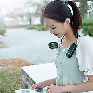 YMLHOME Portable Handheld Fan Baby Stroller Fan Neck Fan Mini Fan for Hand, Neck, Stroller, Desk - USB Rechargeable, 3 Speed Adjustable with Flexible Stand (Green)