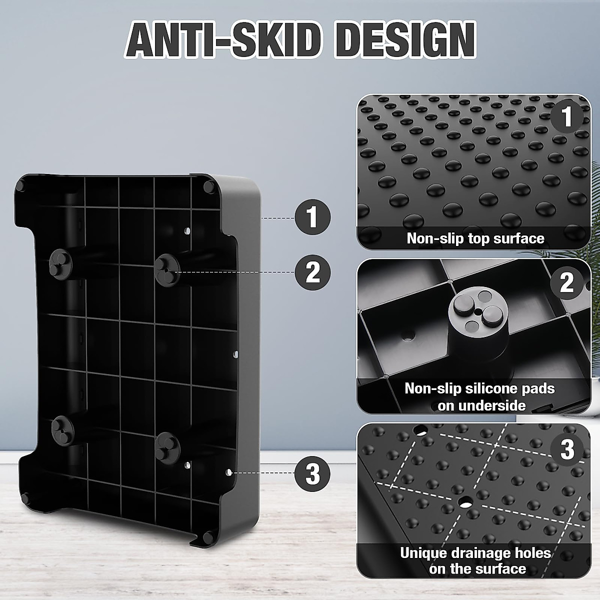 HBTower Step Stool, Mobility Step Stool for Adults & Seniors, Non-Slip Step Platform Indoor and Outdoor, Portable Step Riser, Safety Step for Car, Bedside, Office, Shower, Stairs, Black