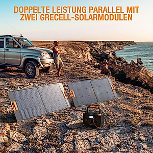 GRECELL 500W Portable Power Station with 100W Solar Panel 20V, Solar Generator 500W AC Outlet, Portable Solar Panel MC-4 High-Efficiency Battery Charger for Home Use Camping Outdoor Trip RV