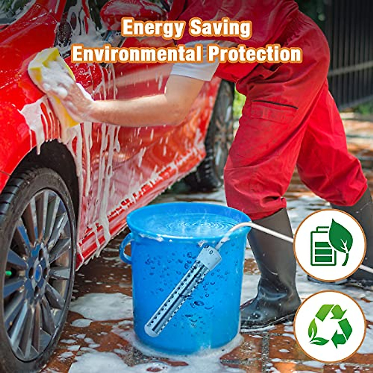 Soundfair Immersion Water Heater for Boiling Bathtub Water, Heavy Duty Submersible Bucket Water Heater with Metal Guard Cover to Heat 5 Gallons of Water in Minutes - U.S. Version