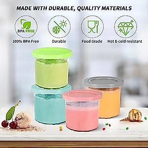 4 Pack Ice Cream Pints and Lids Compatible with Ninja NC300 NC301 NC299AMZ Series Creami Ice Cream Makers,BPA-Free,Dishwasher Safe,Color Lids(16oz Cups)