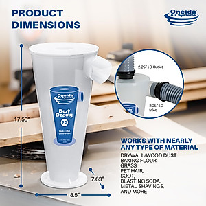 Oneida Air Systems Dust Deputy 2.5 Plus Cyclone Separator XL: Highest CFM Collector for Wet/Dry Shop Vacuums with Lid (New DD 2.5 Plus)