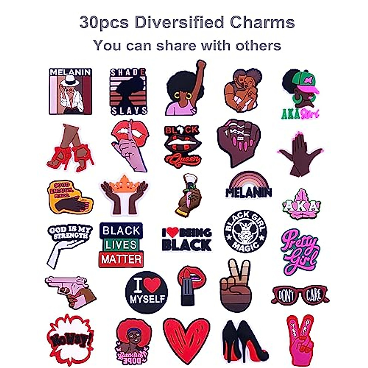 Black Girl Shoe Charms for Croc for Women Cute Shoe Decorations Accessories for Girls Teens Adults Girly Designer Charms Pack for Bubble Slides Bogg Bag Clog