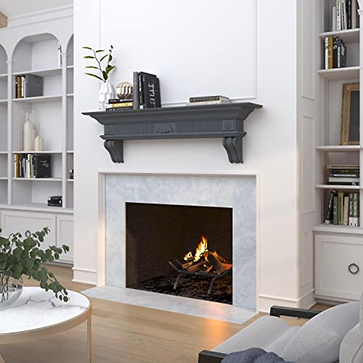 Pearl Mantels ARYB60416 Elegantly Detailed Wood Mantel Shelf, 60", Unfinished