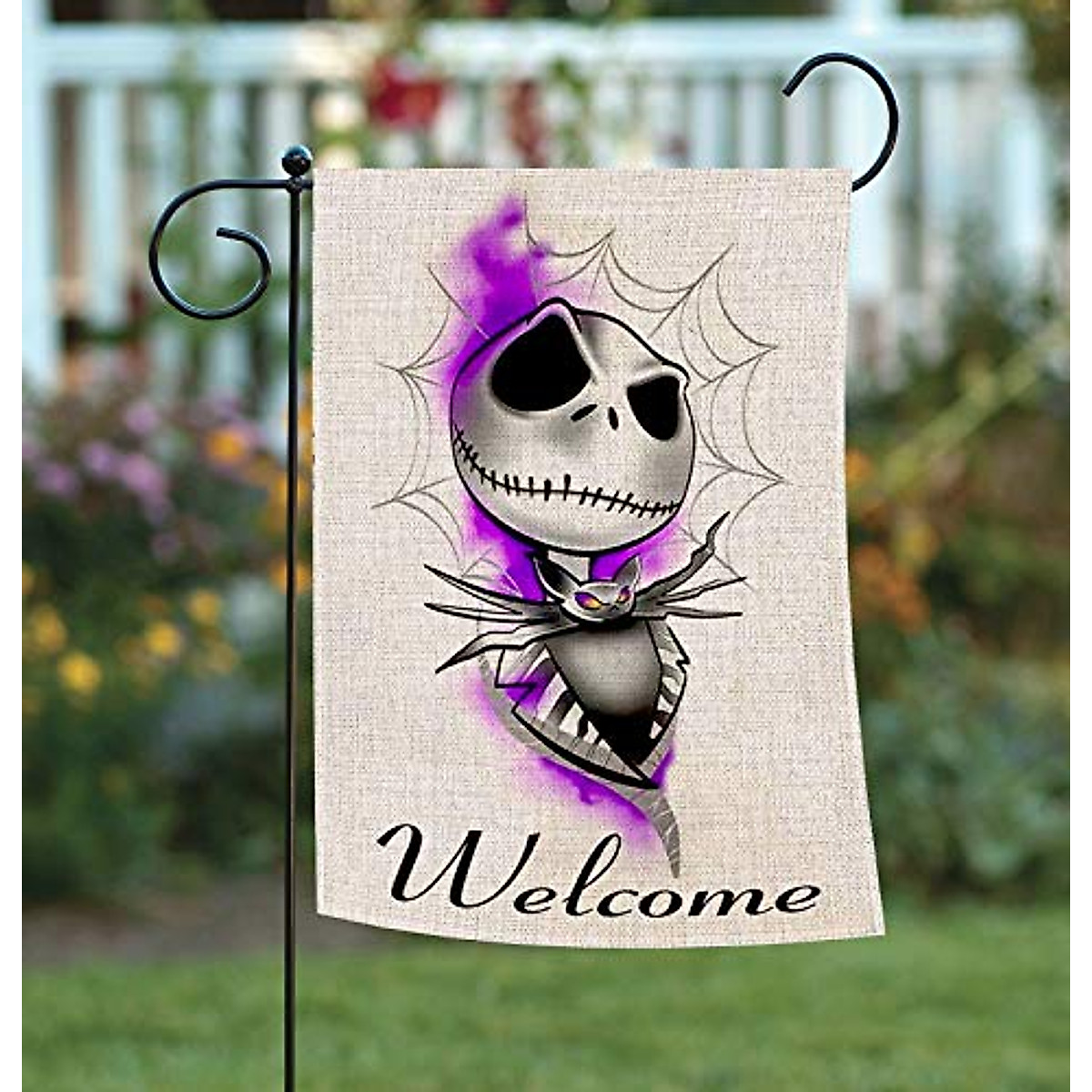 Bysincy Garden Flag Double Sided Burlap,Welcome Quotes House Yard Decoration, America Patriotic Rustic Seasonal Outdoor Yard Flags 12.5 x 18 Inch (Halloween Jack)